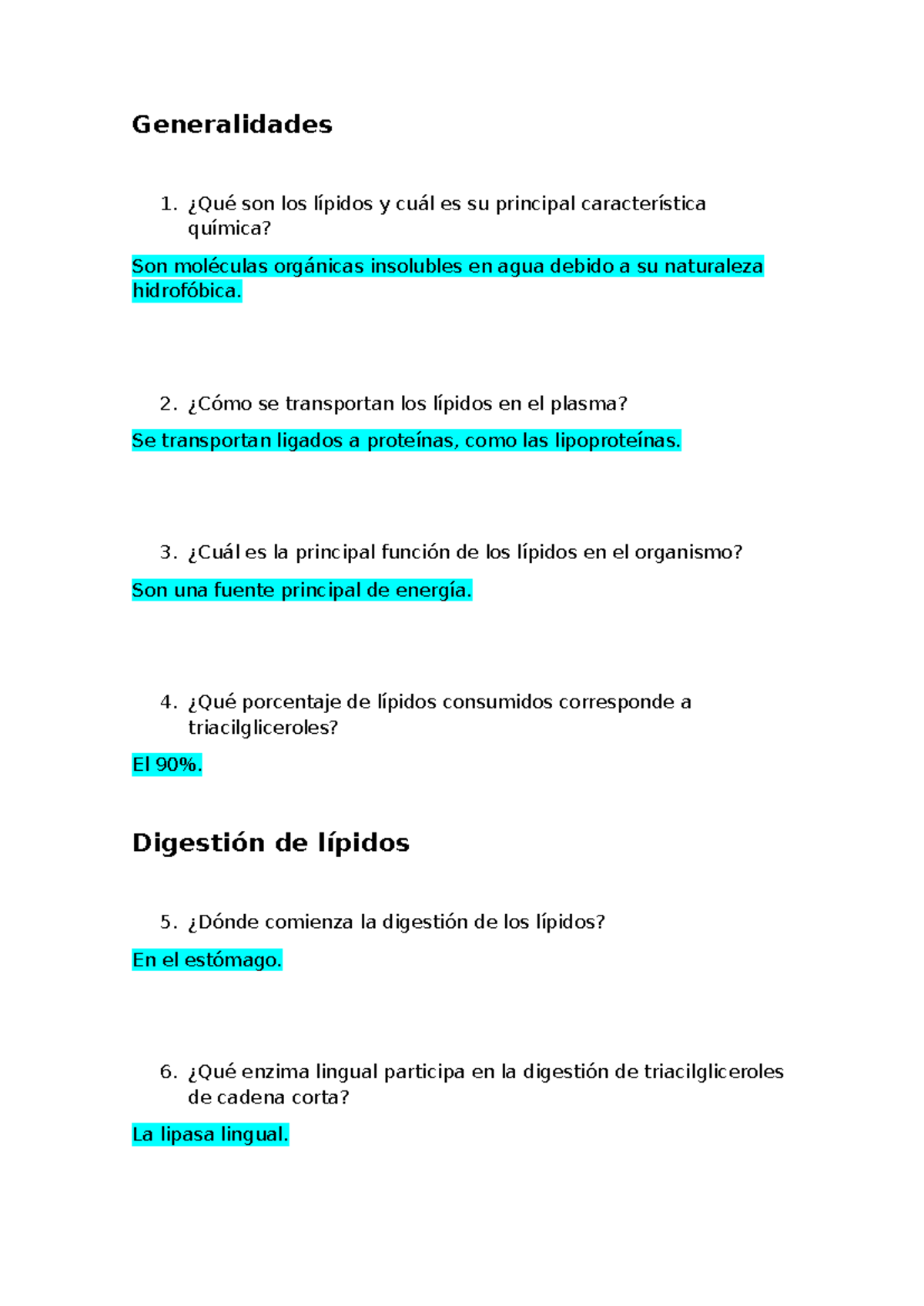 GUIA DE Metabolismo DE Lipidos Bioca - Generalidades 1. ¿Qué son los ...