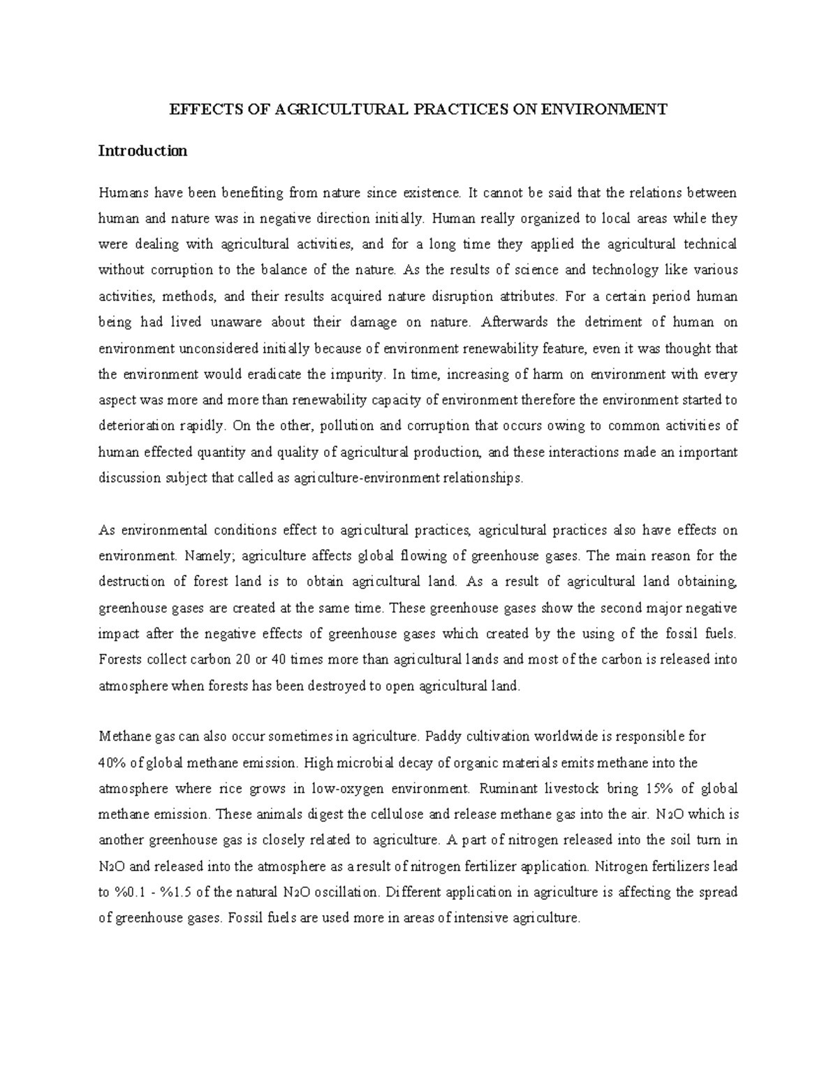 Lecture notes Agricultural development and impacts - EFFECTS OF ...