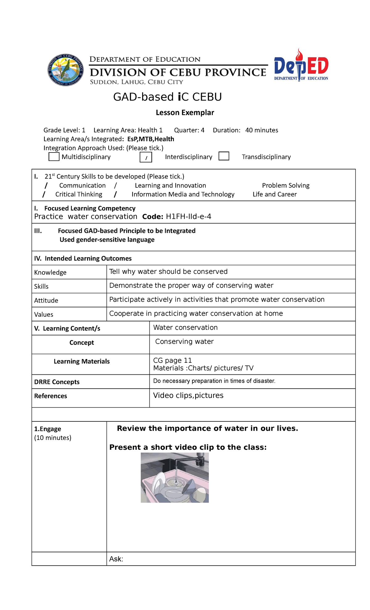 Lesson Exemplar 2ND COT 2 - Lesson Exemplar Grade Level: 1 Learning ...