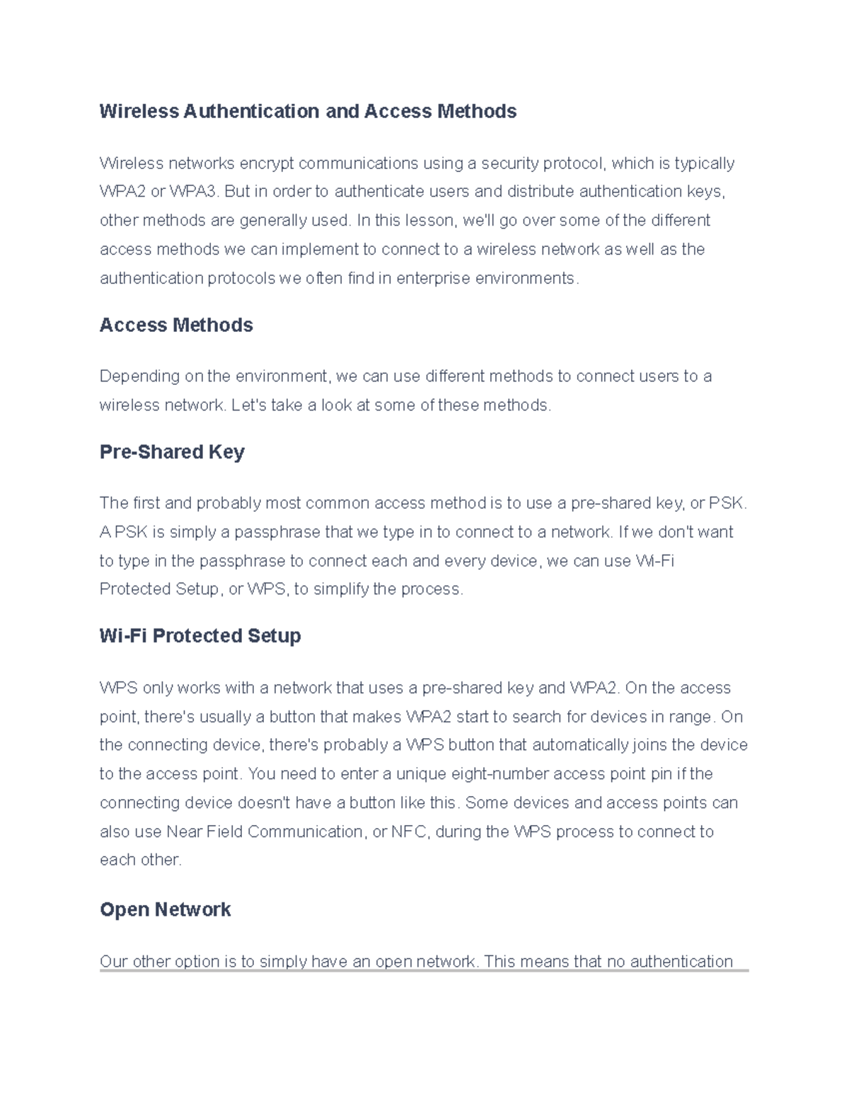 8.3.3 Wireless Authentication and Access Methods - Wireless Authentication and Access Methods ...