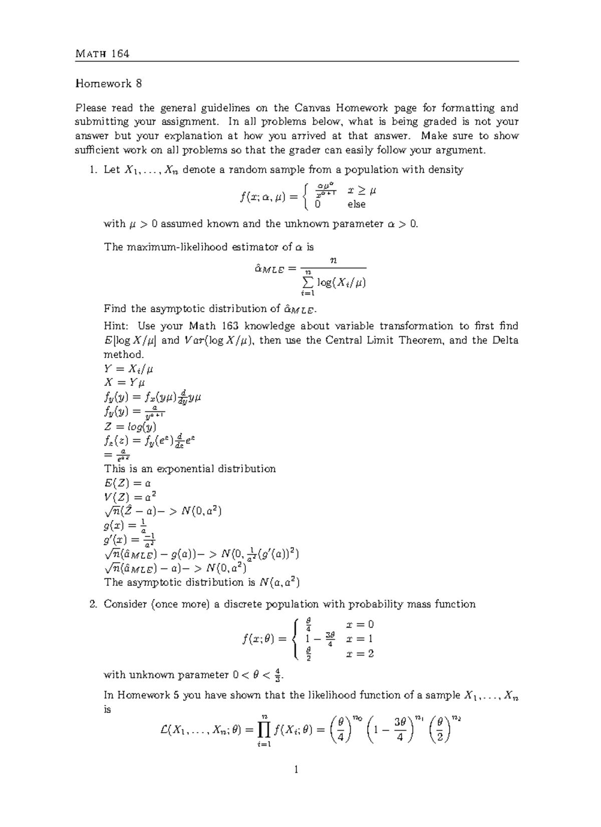 Math164Homework 08 - Math164 Homework 08 - Homework 8 Please read the ...