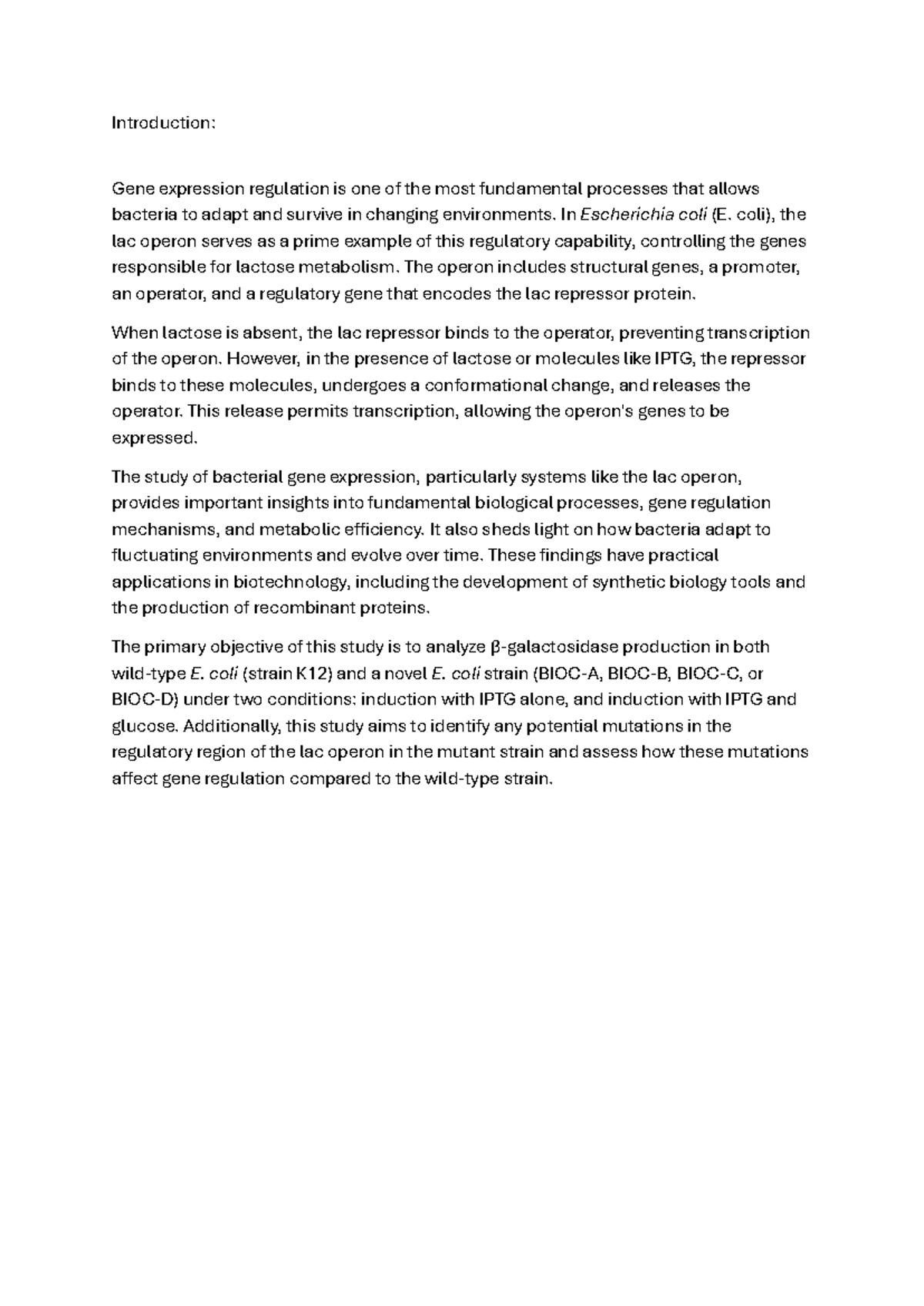 Studoc - Example draft submission for BIOC2201 Gene Expression Report ...