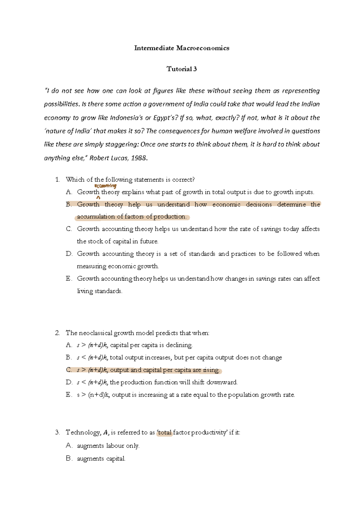 Tutorial 3 - Intermediate Macroeconomics Tutorial 3 ͞/ ĚŽ ŶŽƚ ƐĞĞ ŚŽǁ ŽŶĞ ĐĂŶ ůŽŽŬ Ăƚ - Studocu