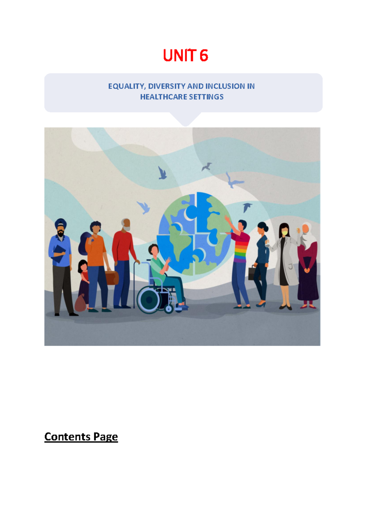 Equality Diversity and Inclusion resubmit - UNIT 6 Contents Page ...