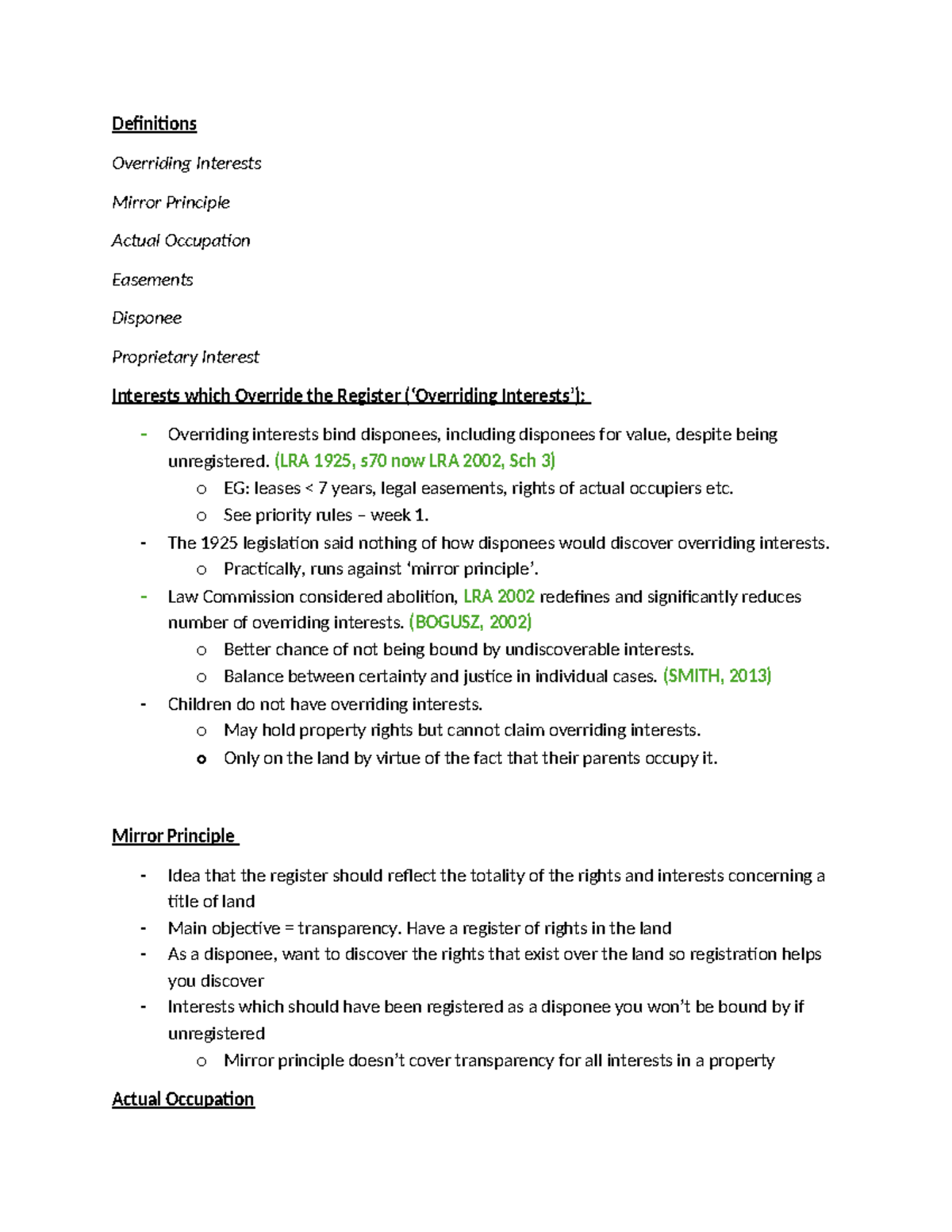 Exam Land Registration - Definitions Overriding Interests Mirror ...