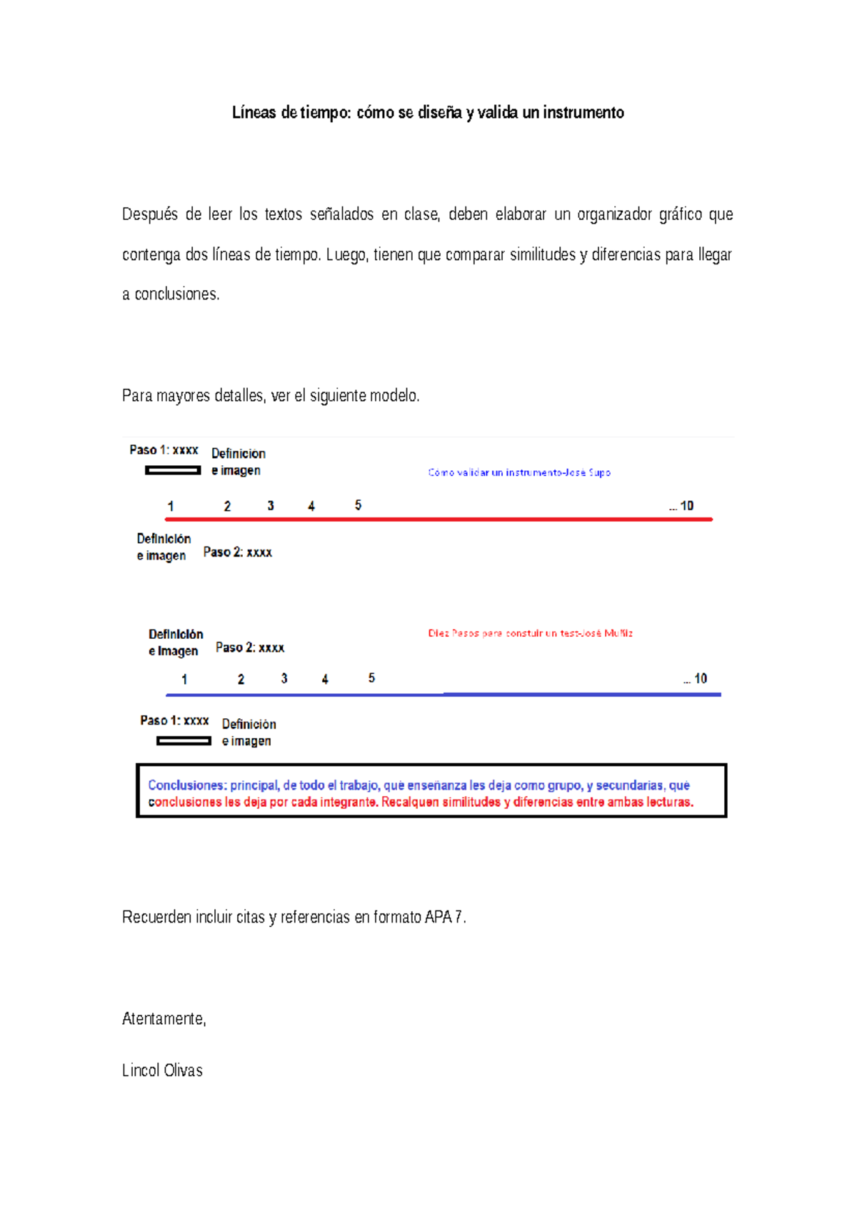 Líneas de tiempo - Construcción de Pruebas Psicológicas - Luego, tienen que comparar similitudes ...