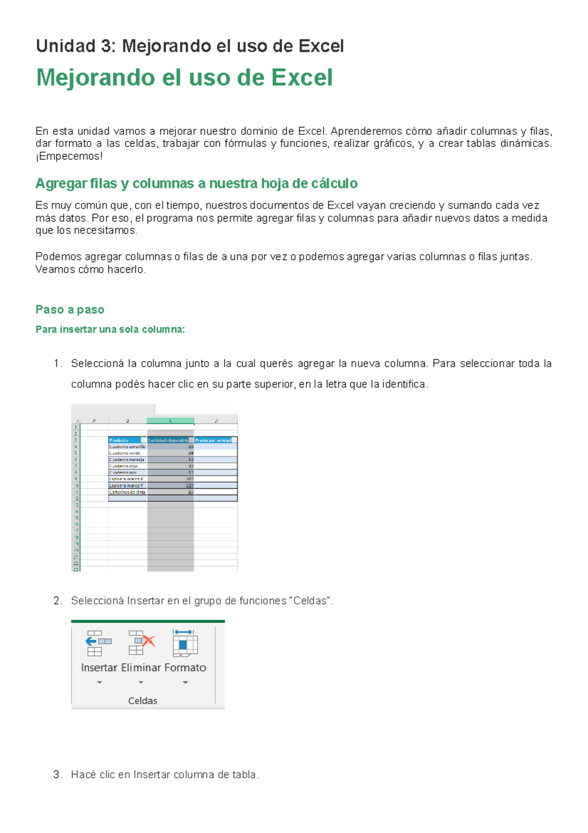 Unidad 3 excel - Unidad 3: Mejorando el uso de Excel Mejorando el uso ...