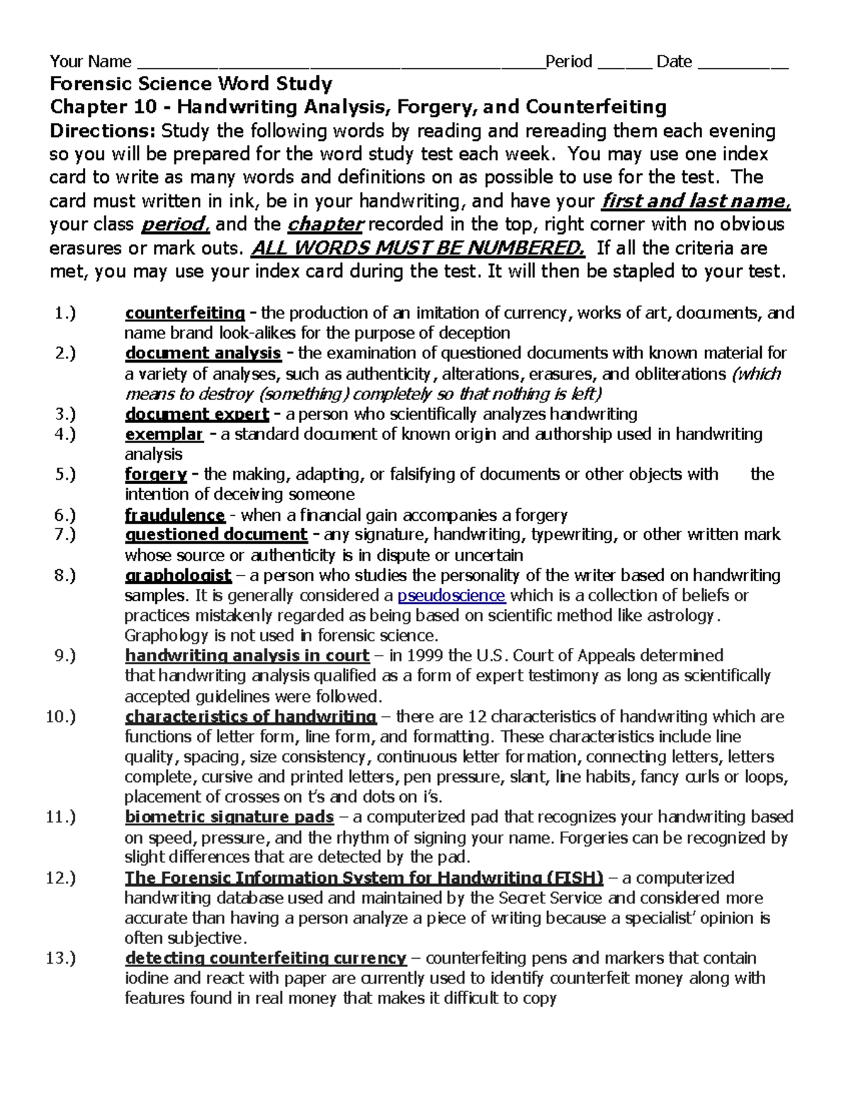 Handwriting Analysis terminologies - Your Name