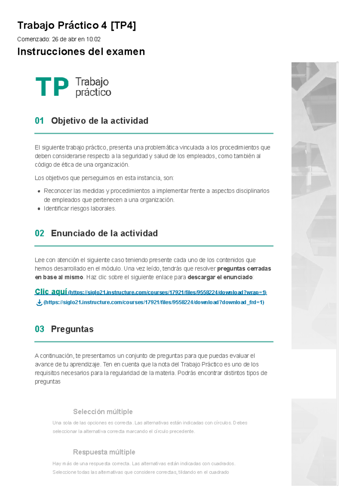 Administración DE Recursos Humanos Examen Trabajo Práctico 3 [TP3] 80% Examen Trabajo Práctico 4 ...
