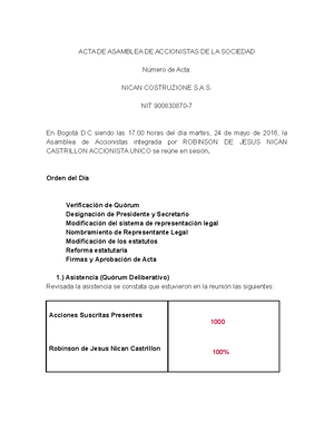 7. modelo acta de reactivacion s.a.s. - Instrucciones de uso: ADVERTENCIA: El presente modelo de ...