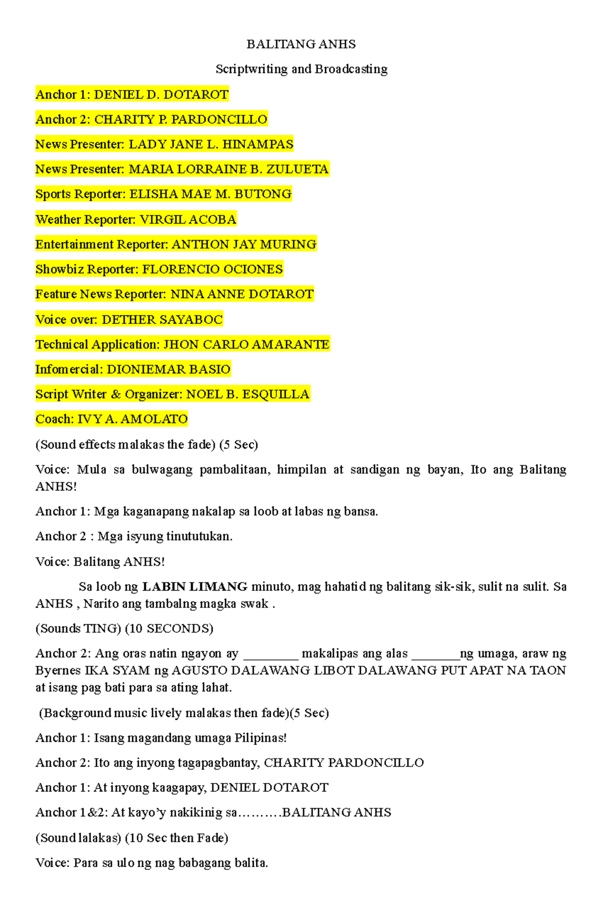 Radio Broadcasting - BALITANG ANHS Scriptwriting and Broadcasting ...