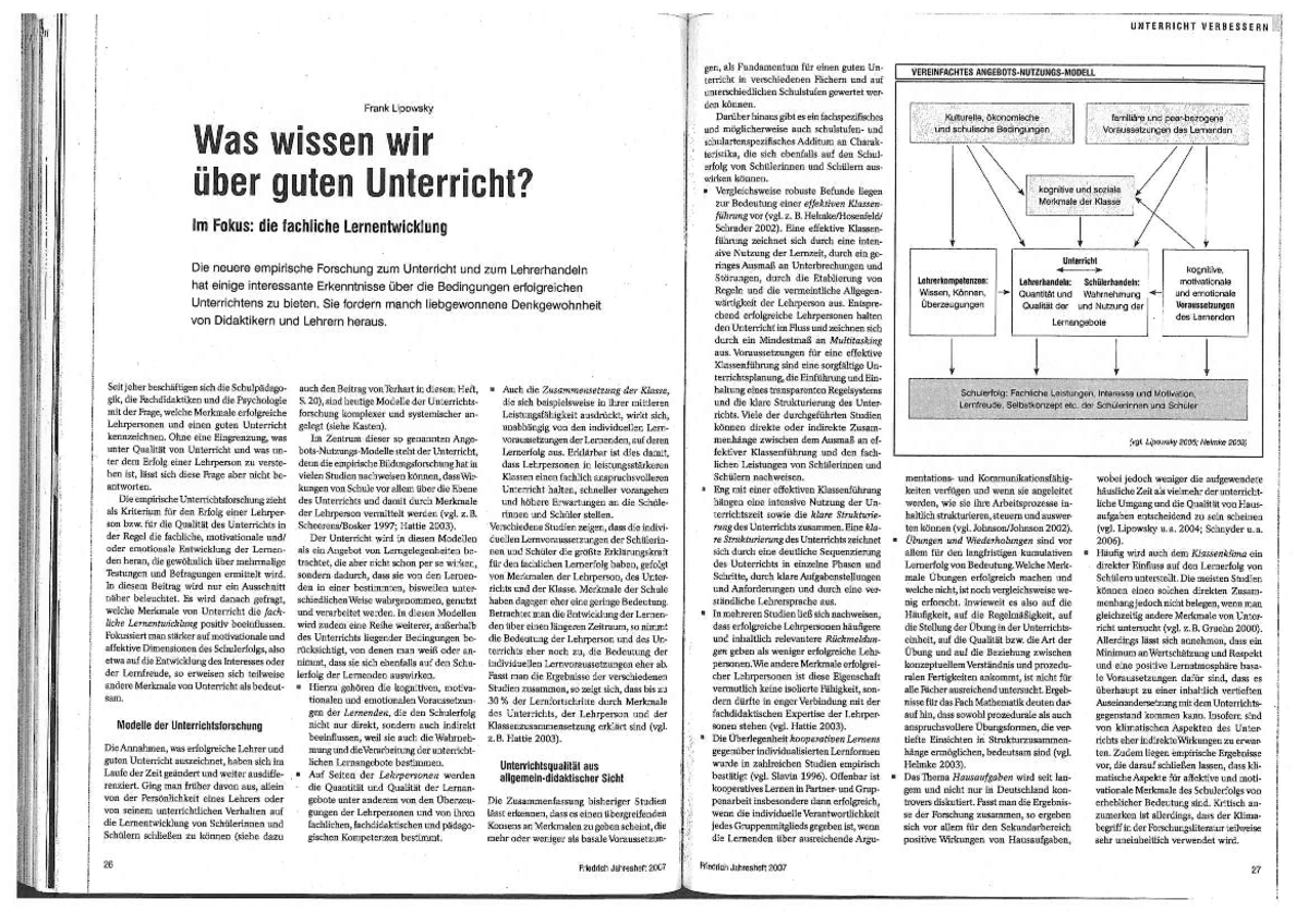 Lipowsky 2007 -Was-wissen-wir-ueber-guten-Unterricht - Frank Lipuwaky ...