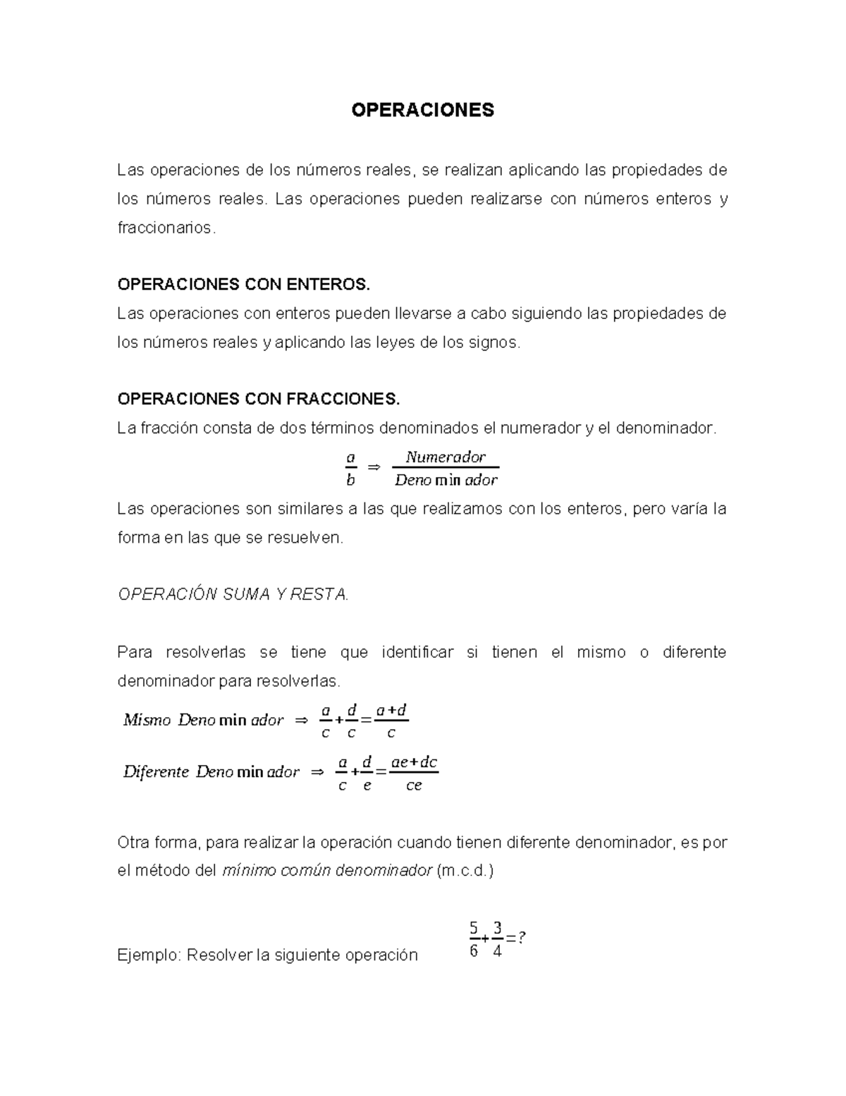 1.1. Operaciones Razones Y Propociones - OPERACIONES Las operaciones de ...