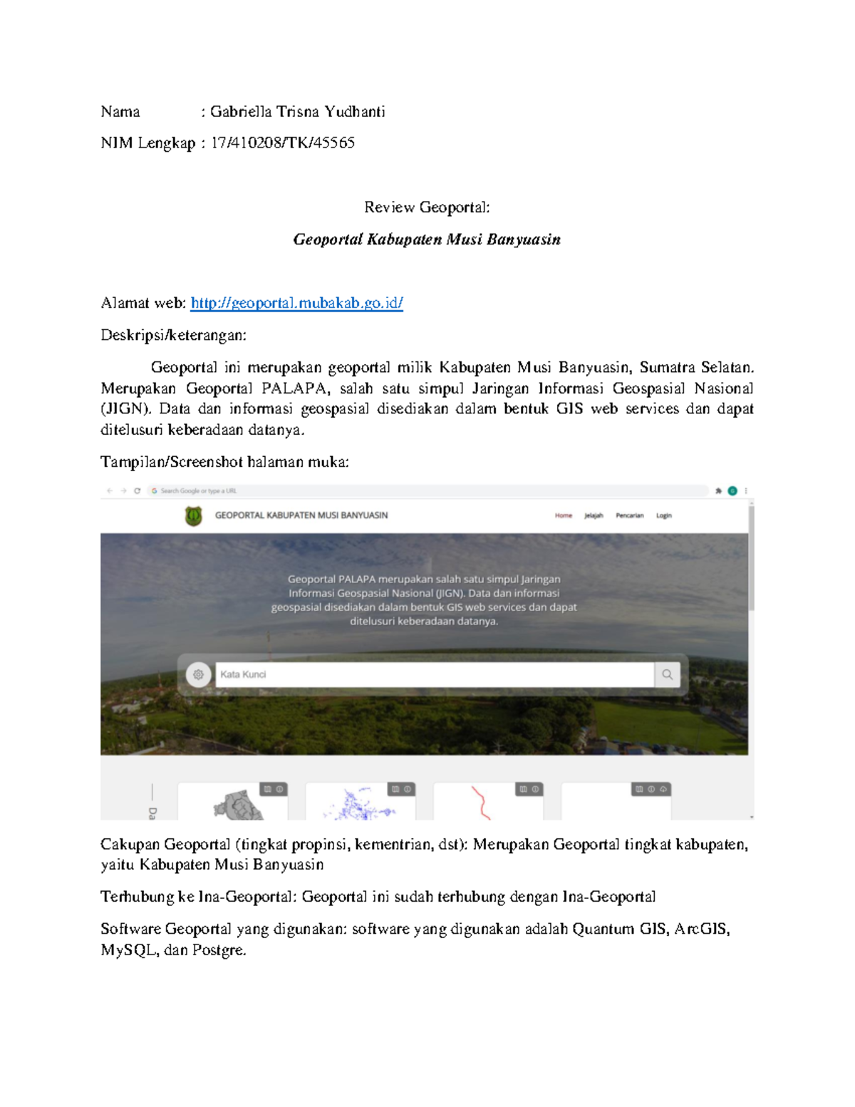 Review Geoportal Gabriella Trisna Yudhanti 45565 - Nama : Gabriella Trisna Yudhanti NIM Lengkap ...