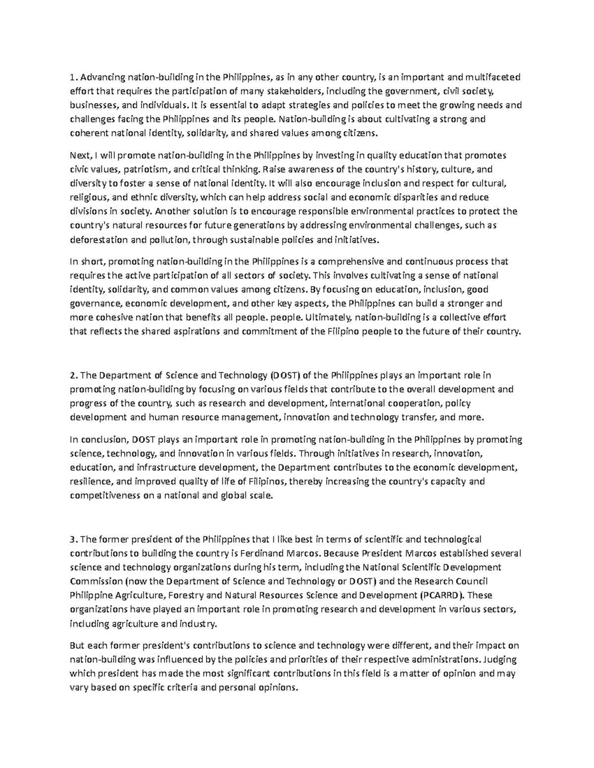 nation building - Advancing nation-building in the Philippines, as in ...