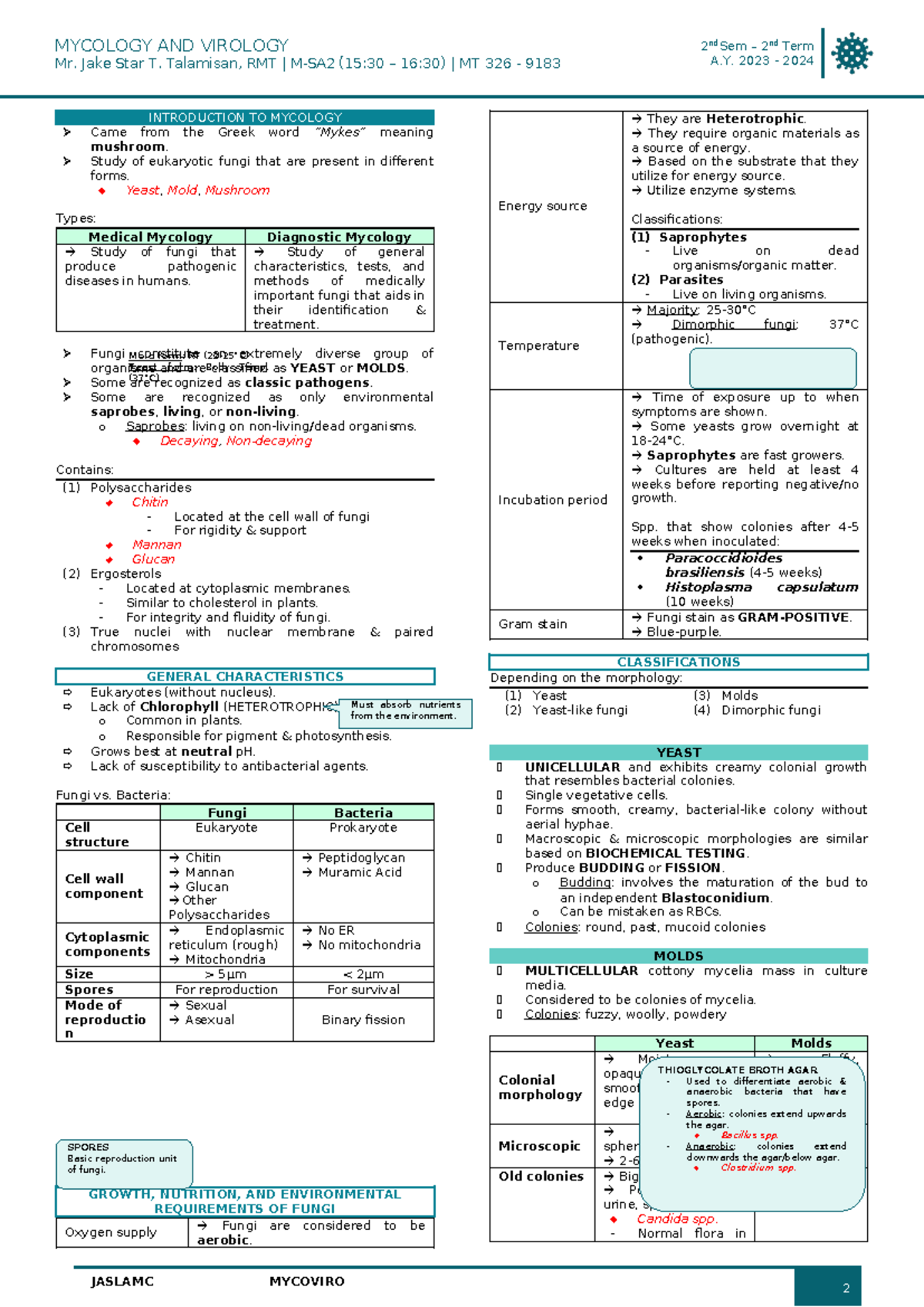 01 - Mycology, Specimen collection - 2 nd Sem – 2nd Term A. 2023 - 2024 ...