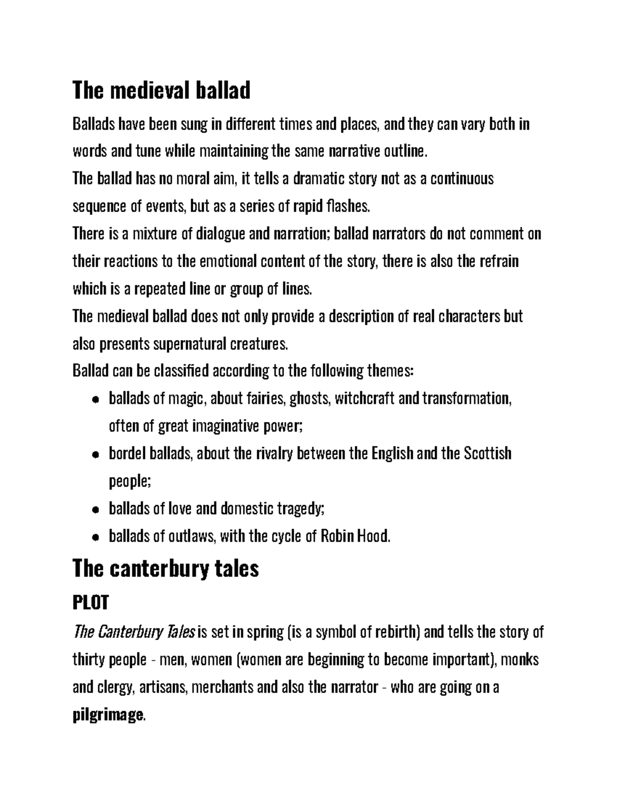 The medieval ballad and The medieval narrative poem - The medieval ballad Ballads have been sung ...