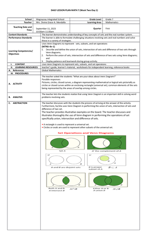 WEEK 1 DAY 1 - For academic purpose - DAILY LESSON PLAN MATHEMATICS 7 ...