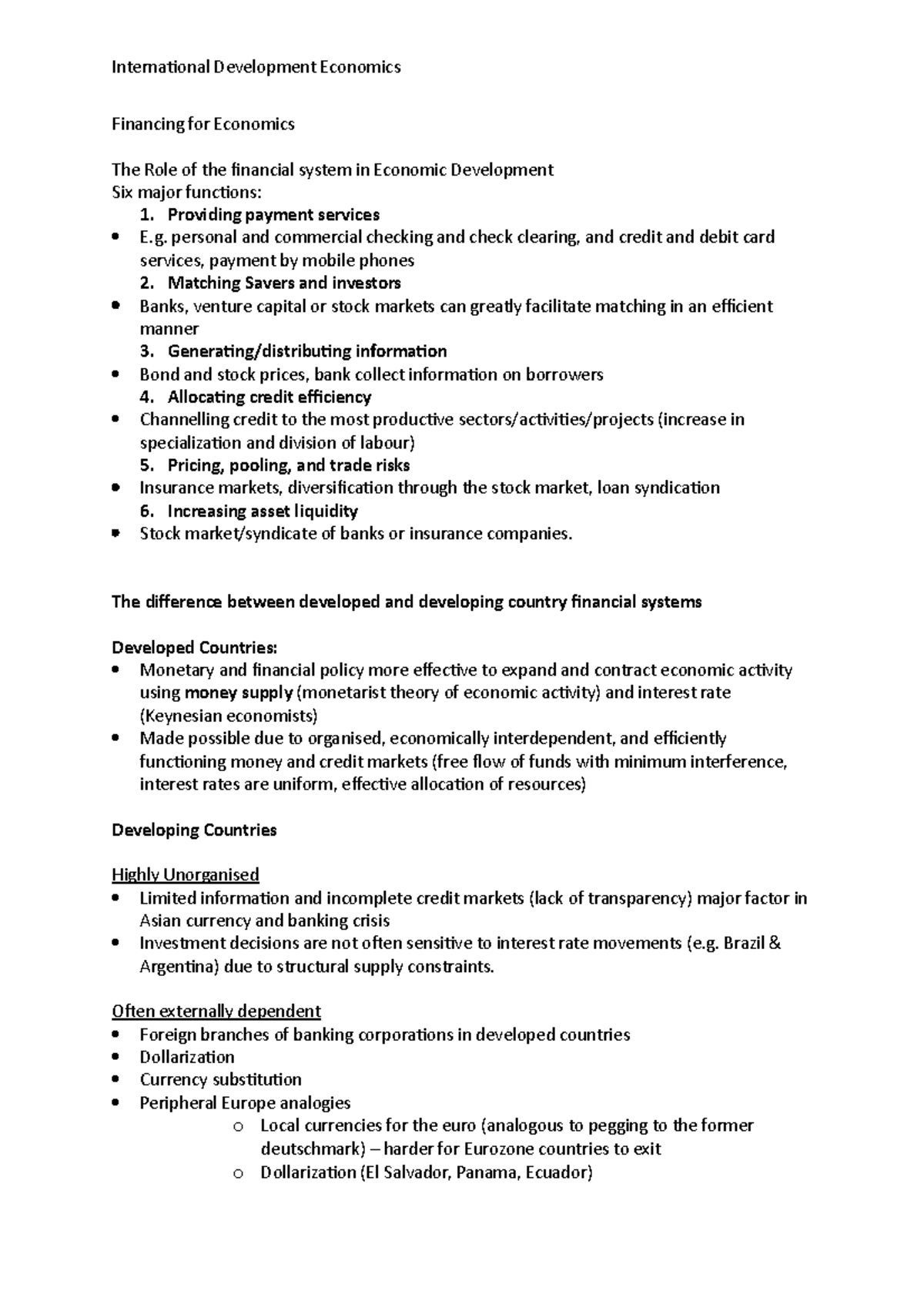 Financing for Economics Development - Financing for Economics The Role ...