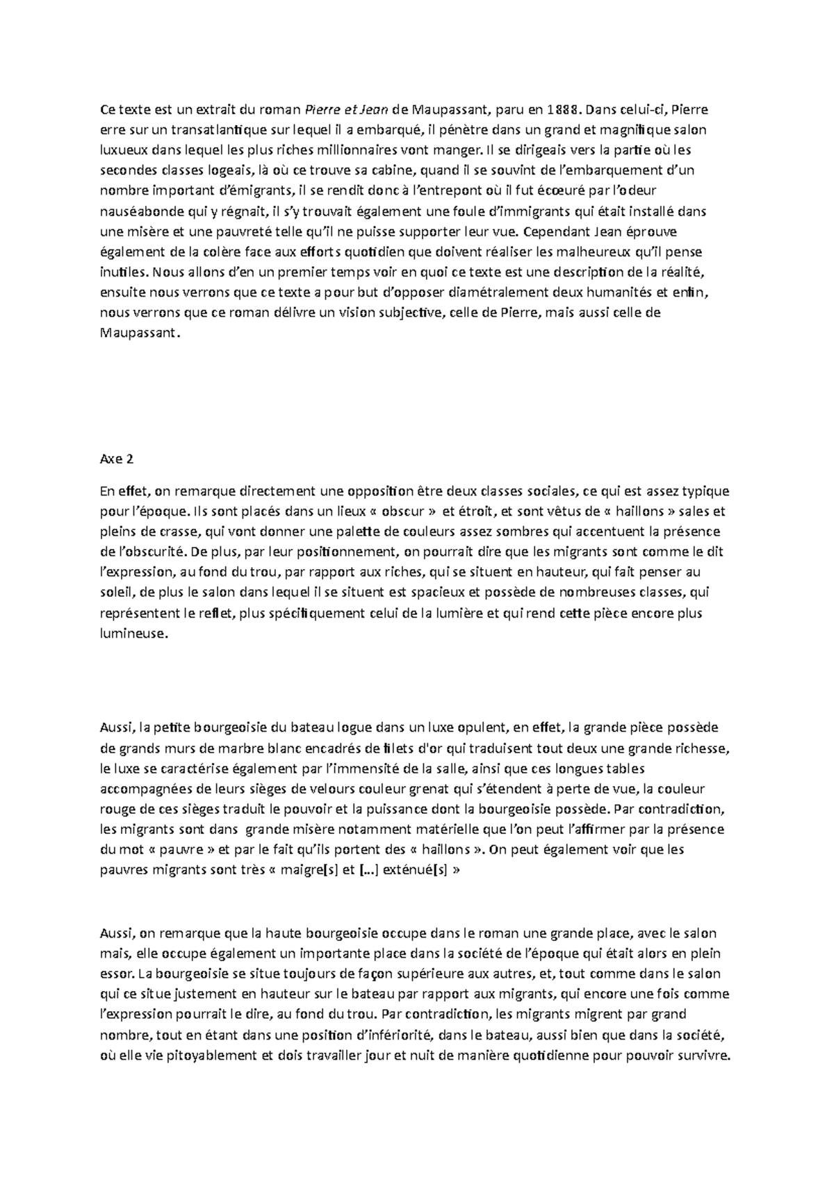 Commentaire littéraire pierre et jean - Ce texte est un extrait du roman Pierre et Jean de - Studocu