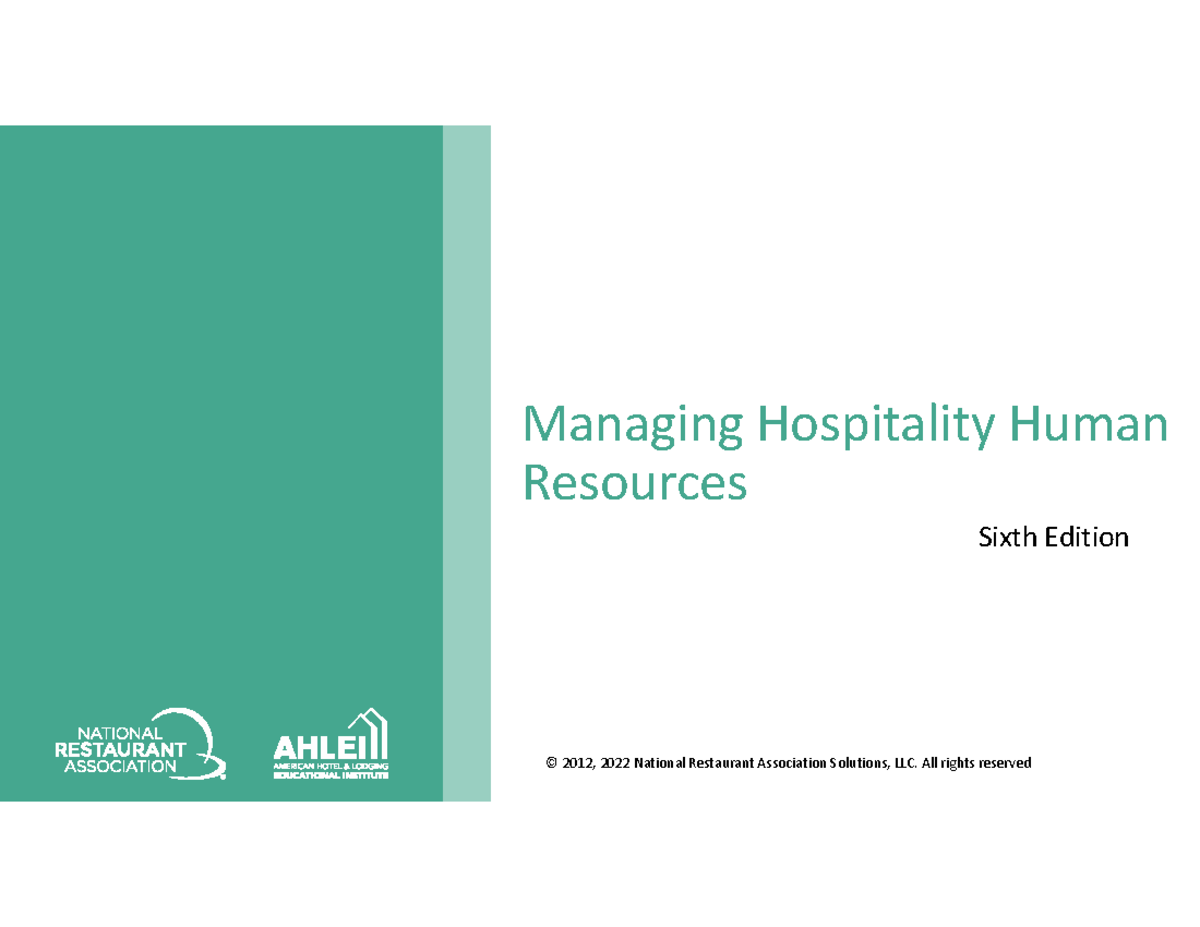 HHRM Chapter 1 notes - hajhjsbhbds - Managing Hospitality Human ...