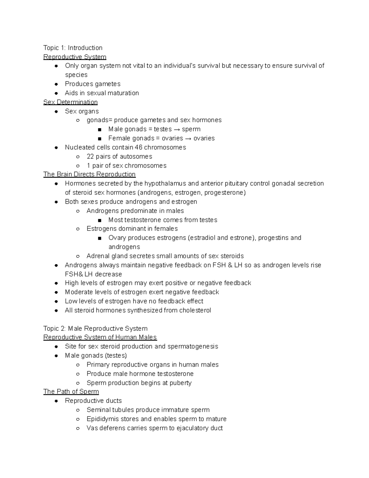 Module 13 Reproduction - Topic 1: Introduction Reproductive System Only ...