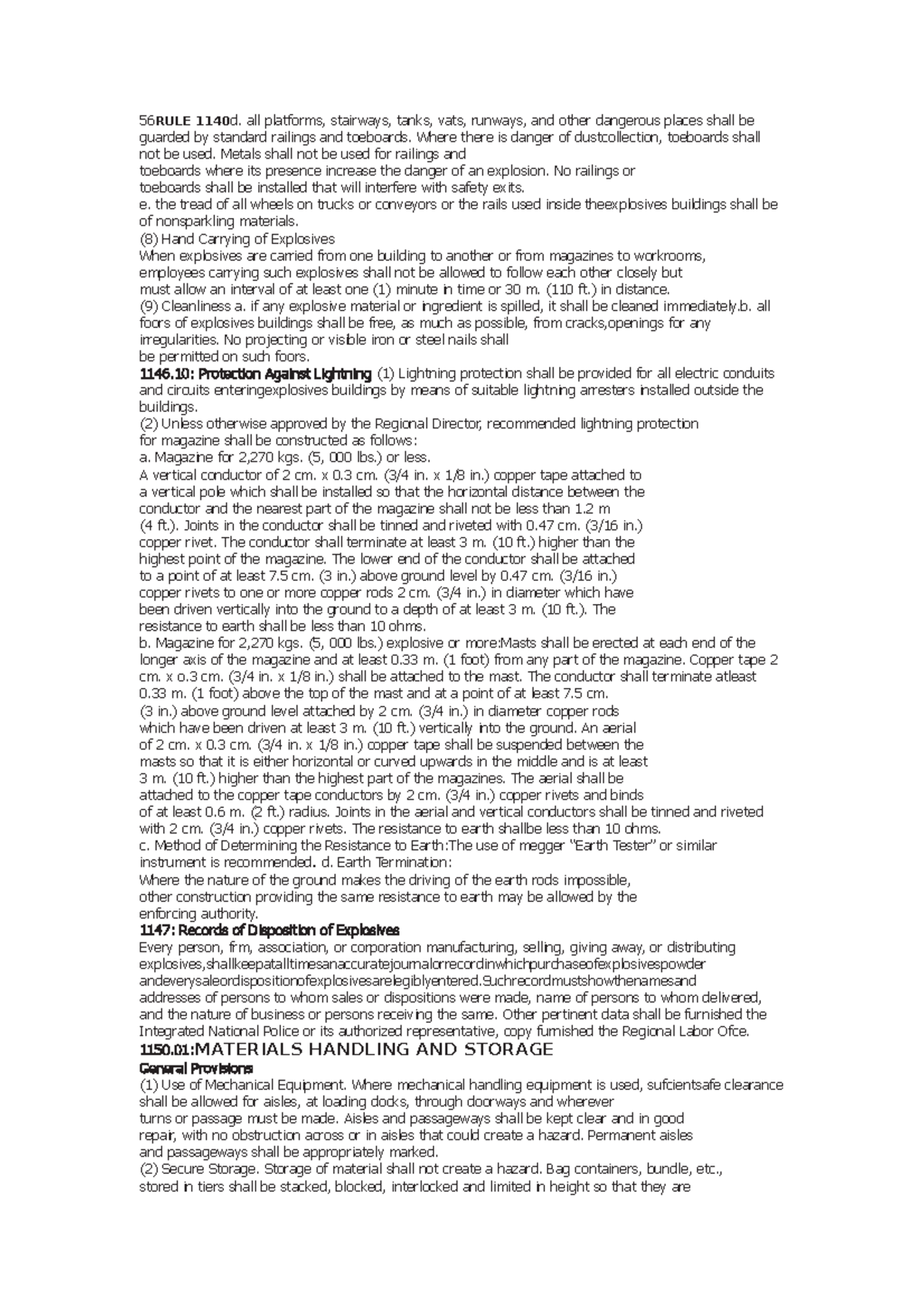 Osh 17 - osh notes - 56 RULE 1140d. all platforms, stairways, tanks ...