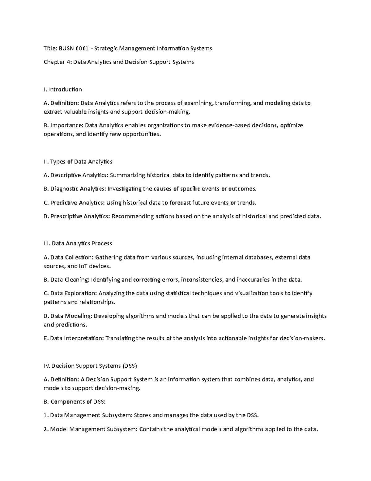 Busn 6061 4 - Busn 6061 4 - Title: BUSN 6061 - Strategic Management Information Systems Chapter ...