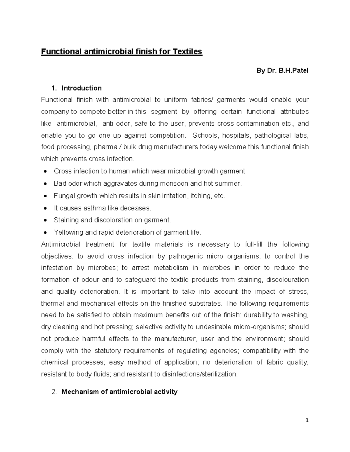 Antimicrobial Finishing - Functional antimicrobial finish for Textiles ...