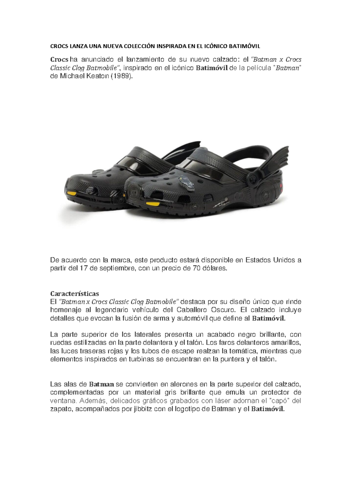 Crocs Lanza UNA Nueva Colección Inspirada EN EL Icónico Batimóvil ...