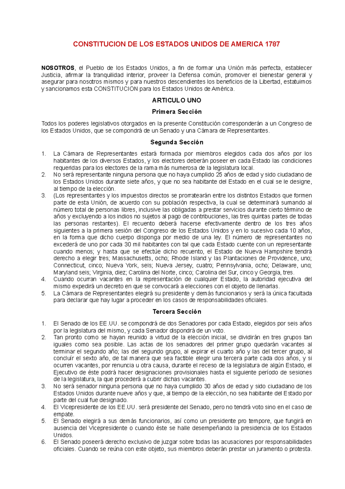 1104 - DConst - Lectura N° 09 - Constitución de los EEUU 1787 ...