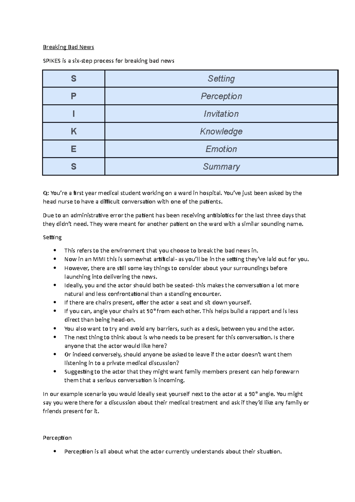 Breaking Bad News - Breaking Bad News SPIKES is a six-step process for ...