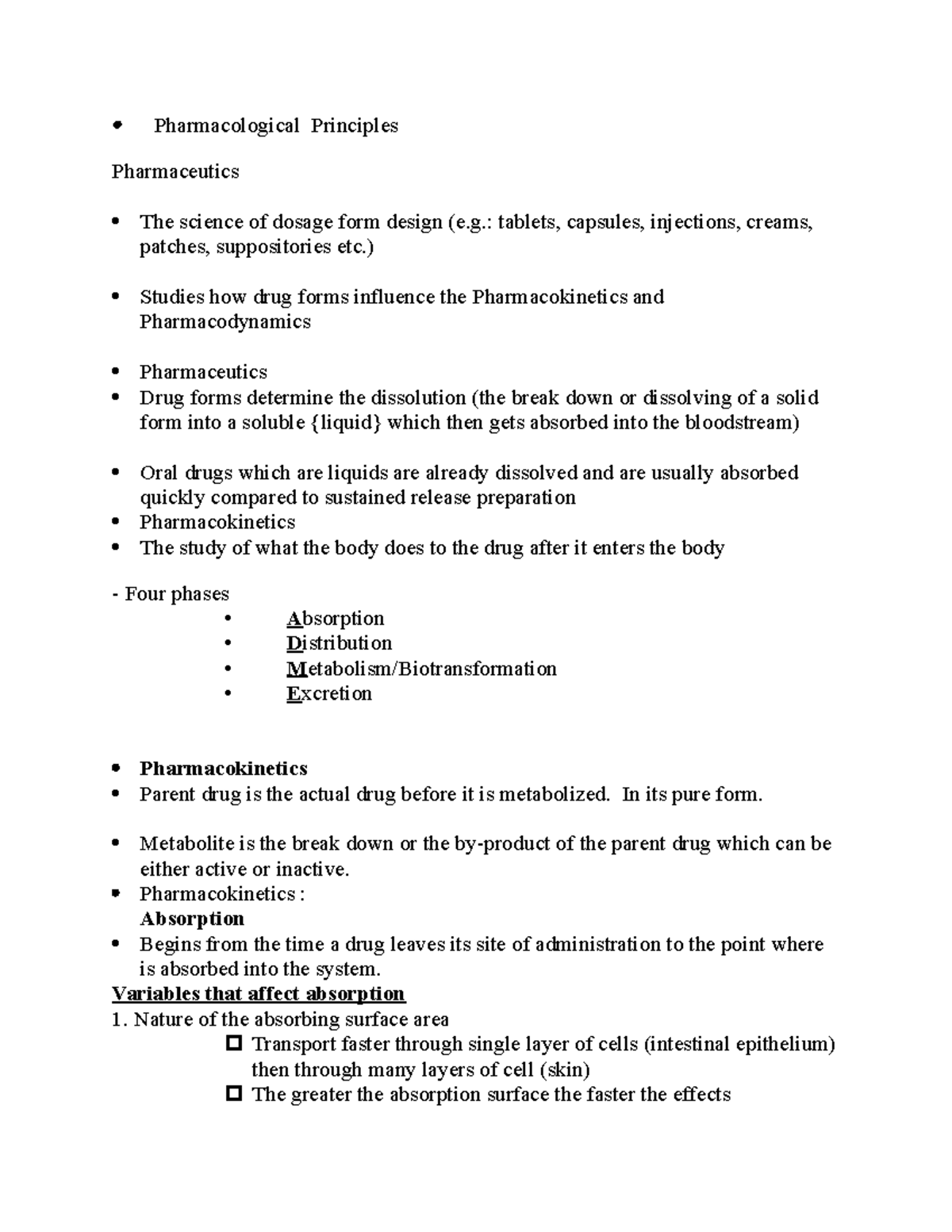 Pharmacological Principles 2 study guide - Pharmacological Principles ...