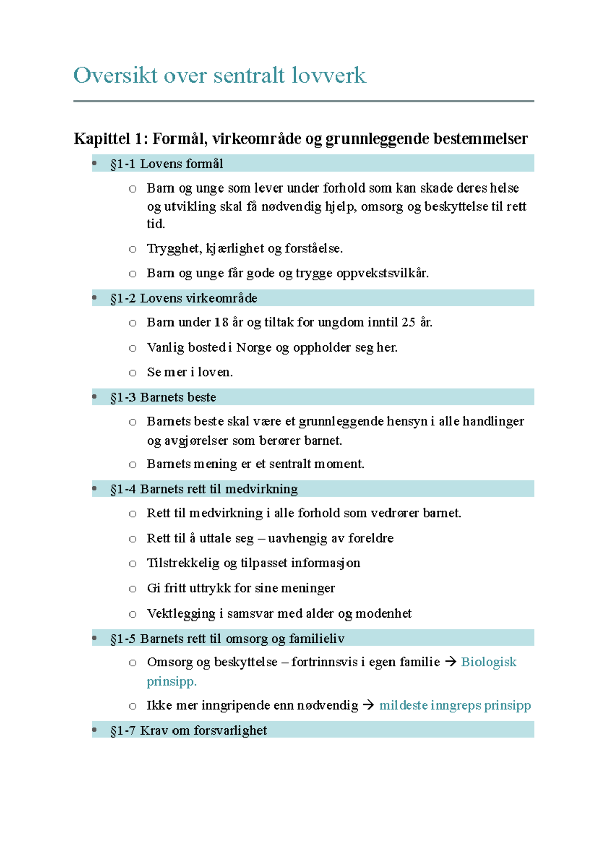 Oversikt over sentralt lovverk - Oversikt over sentralt lovverk ...