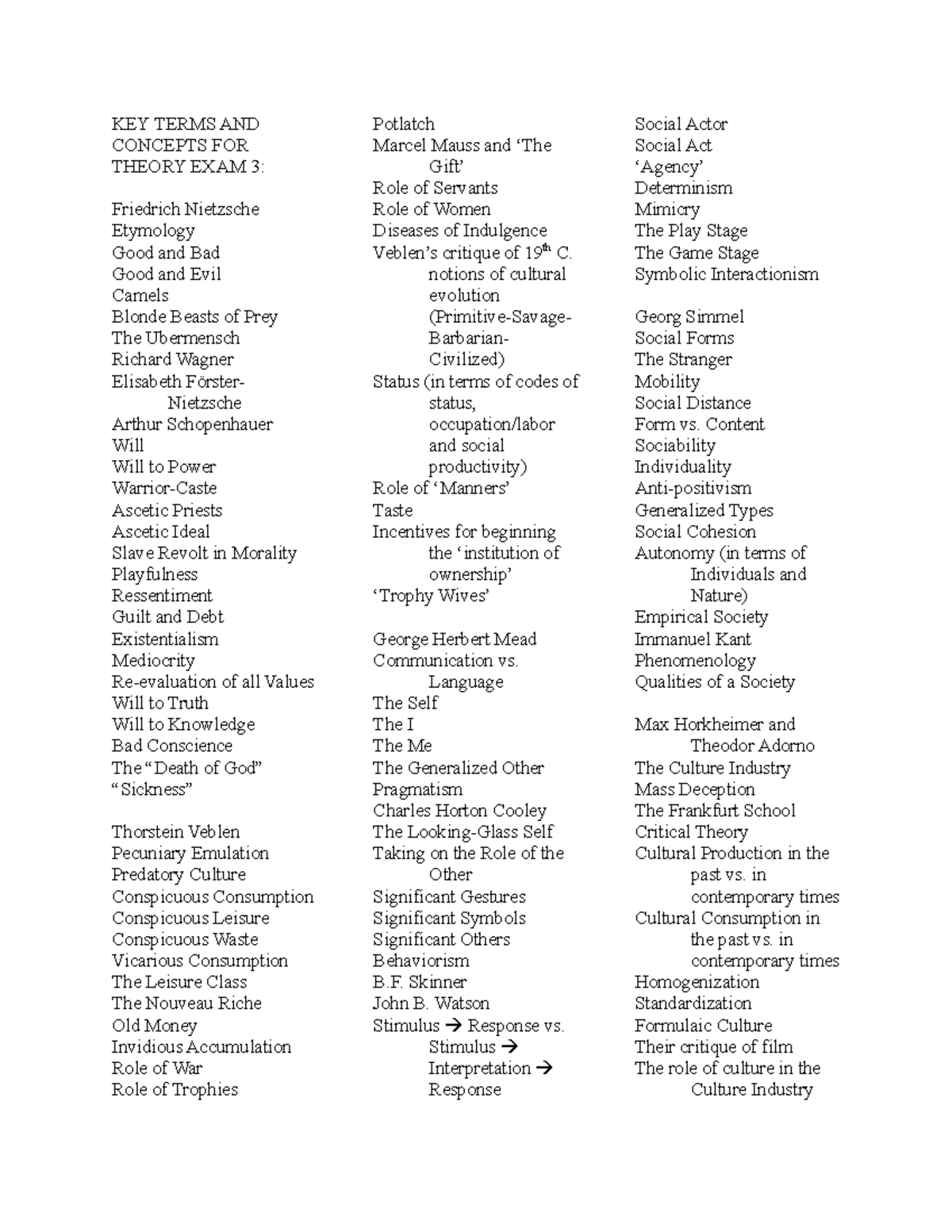 AP Key Terms for Exam III - KEY TERMS AND CONCEPTS FOR THEORY EXAM 3 ...