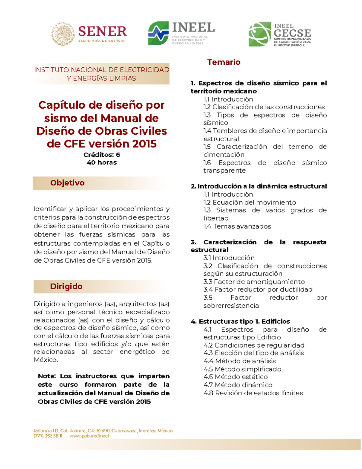 Mini Articulo Capitulo Diseno Sismo - Reforma 113, Col. Palmira, C ...