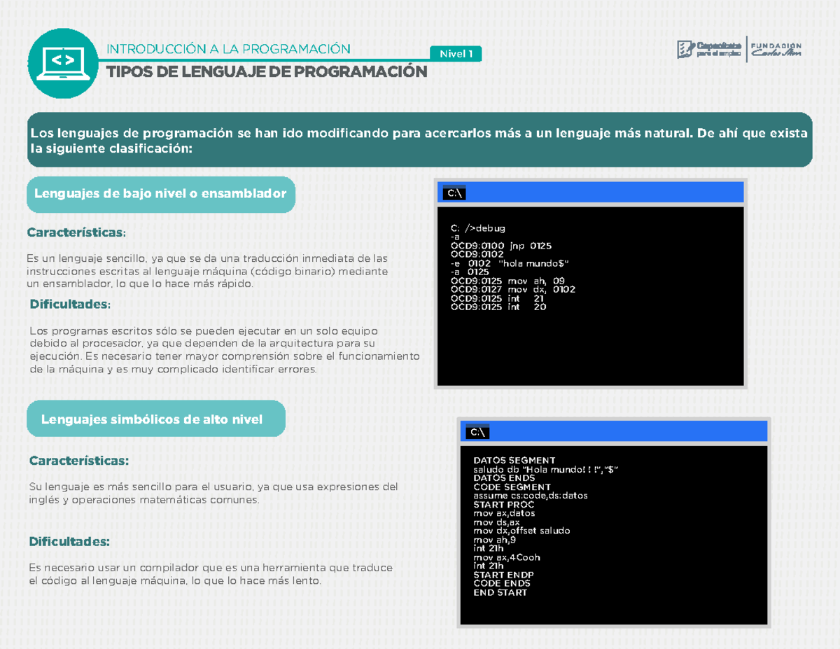 Tipos de lenguaje de programación - INTRODUCCIÓN A LA PROGRAMACIÓN ...