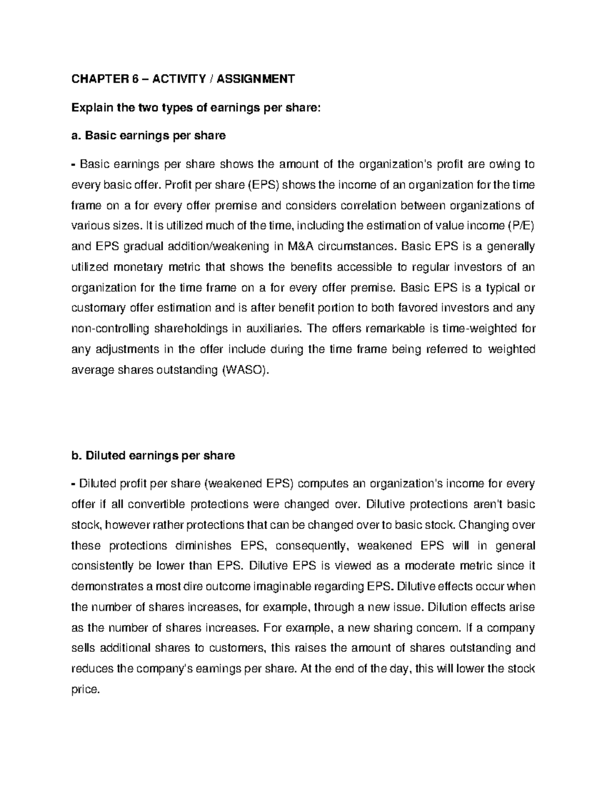 Chapter 6- Assignment - CHAPTER 6 – ACTIVITY / ASSIGNMENT Explain the ...