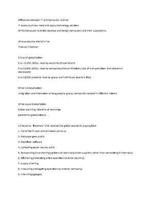 Information Systems ISM 3011 lecture notes 1 - Core drivers of the ...