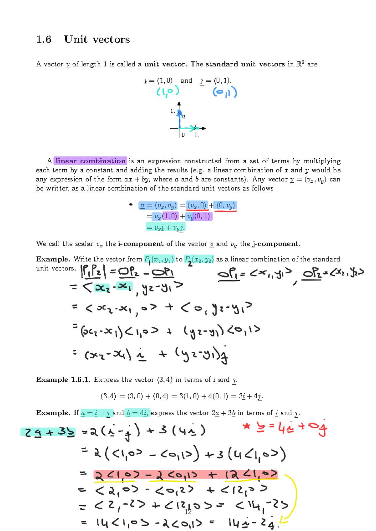 Week 2 Block 3 Algebra Lecture 1 notes - 1 Unit vectors A vector v of ...
