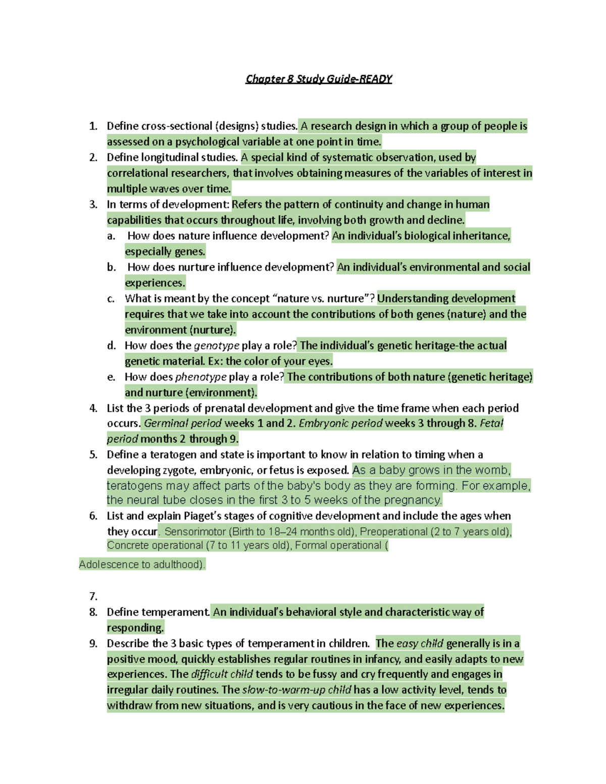 Chapter 8 Study Guide, spring, 23 - Chapter 8 Study Guide-READY Define cross-sectional (designs ...