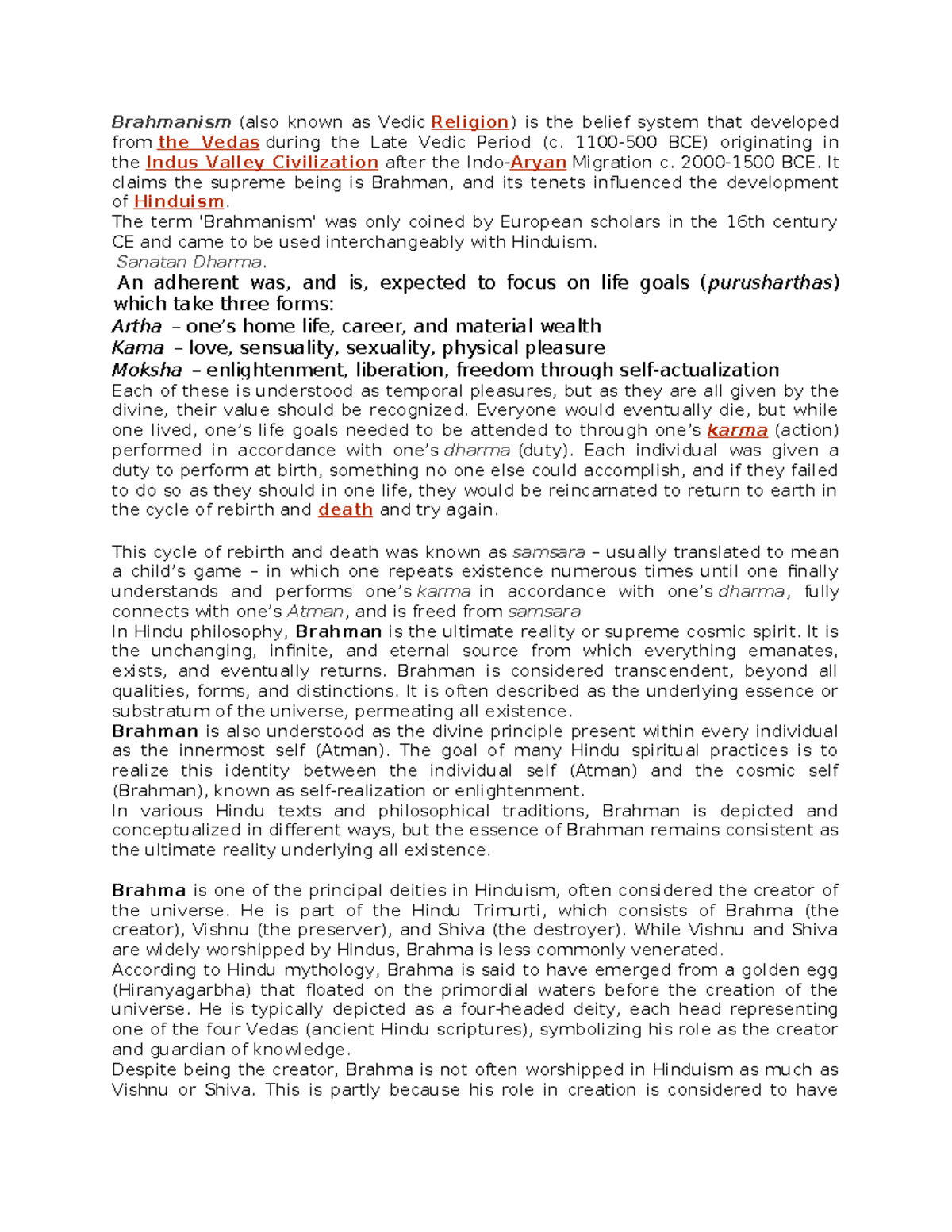 Brahmanism - asdasd - Brahmanism (also known as Vedic Religion) is the ...