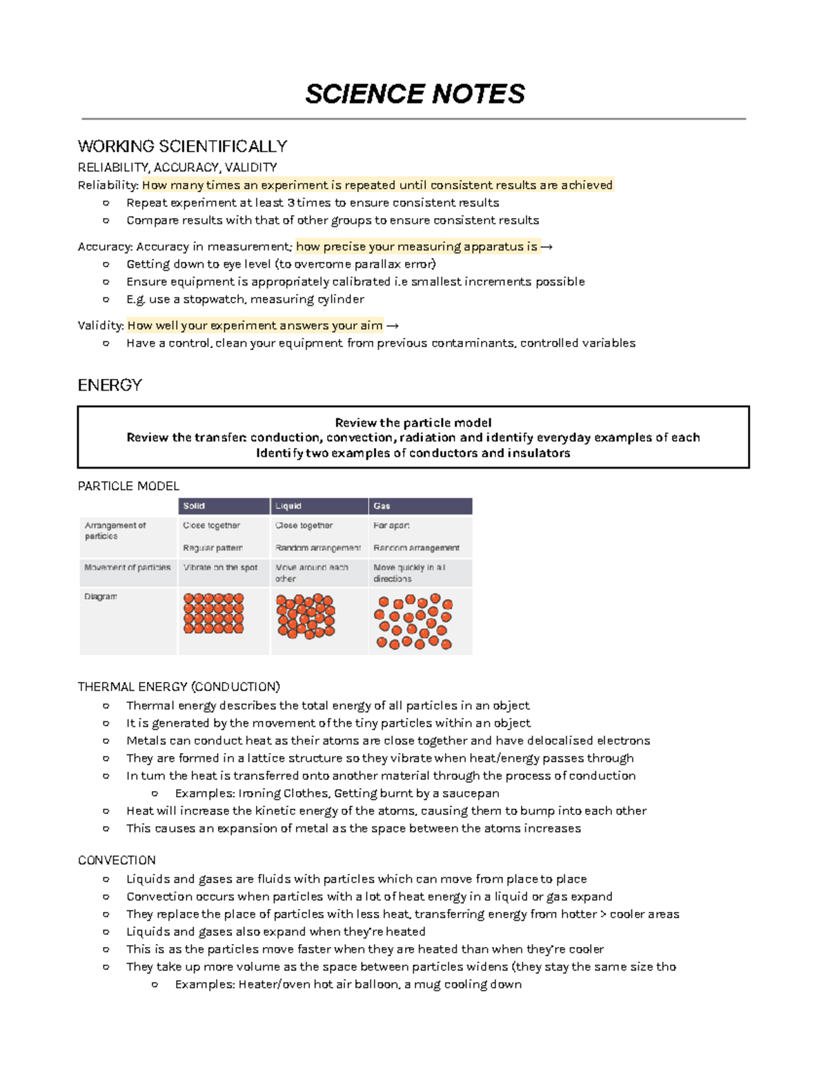 Science y9 & 10 notes - y9 and 10 - SCIENCE NOTES WORKING ...