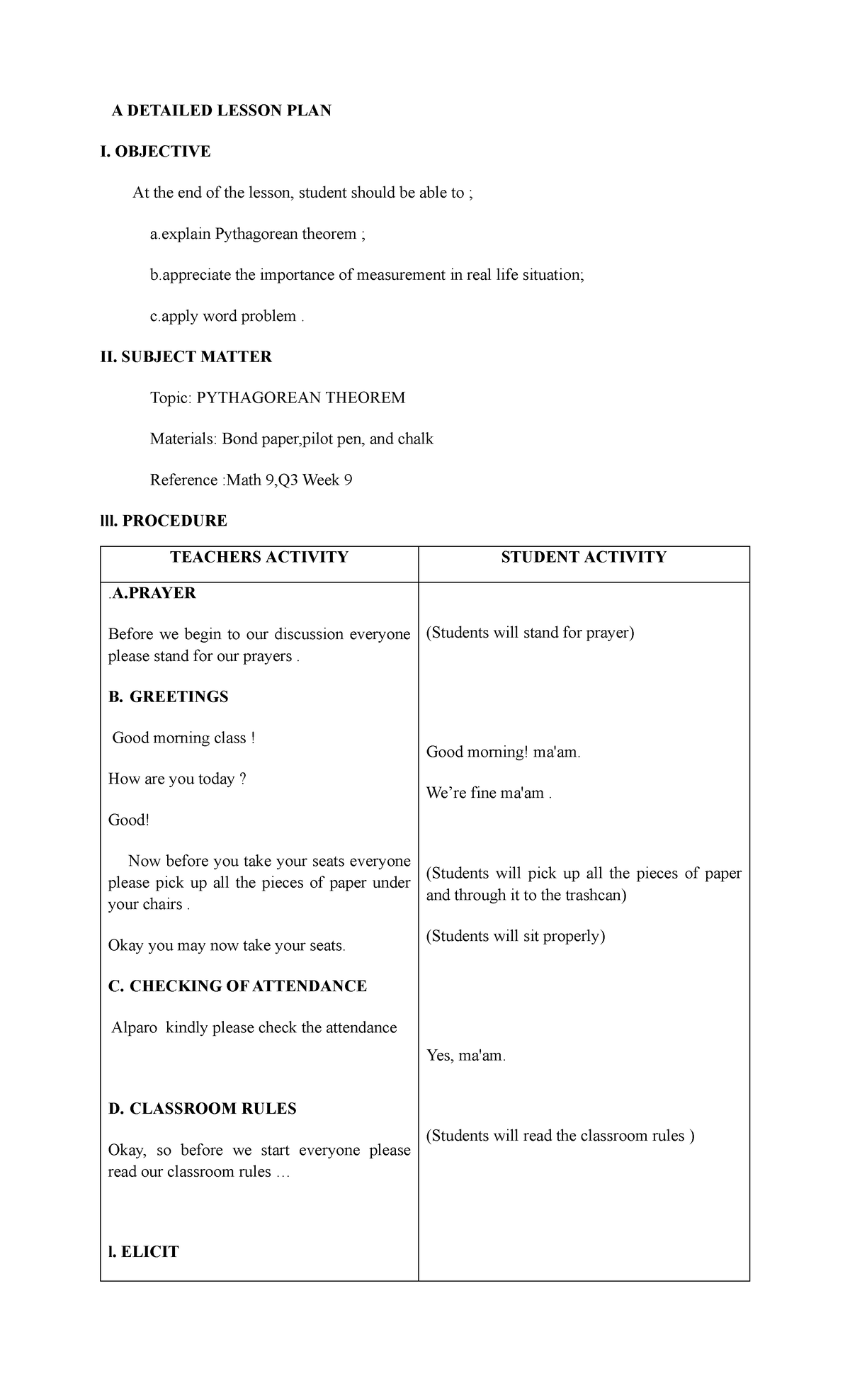 A Detailed Lesson PLAN - for my lecture and field study journey - A ...