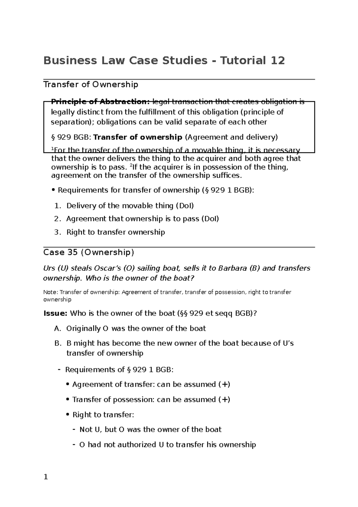 Cases 35-38 (Tutorial 12) - Business Law Case Studies - Tutorial 12 ...
