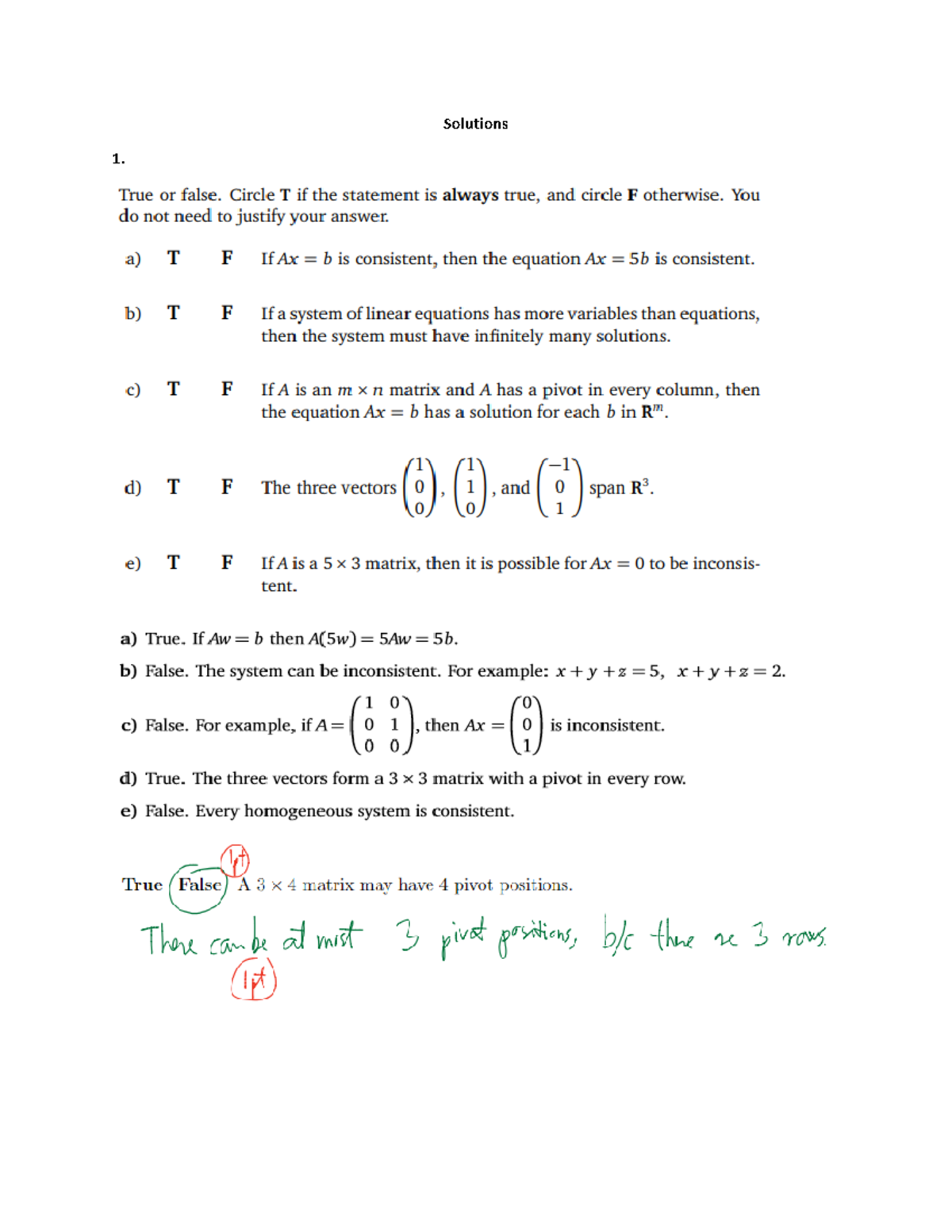 Review 1 soln - HW 1 solution - MATH 1553 - Solutions - Studocu