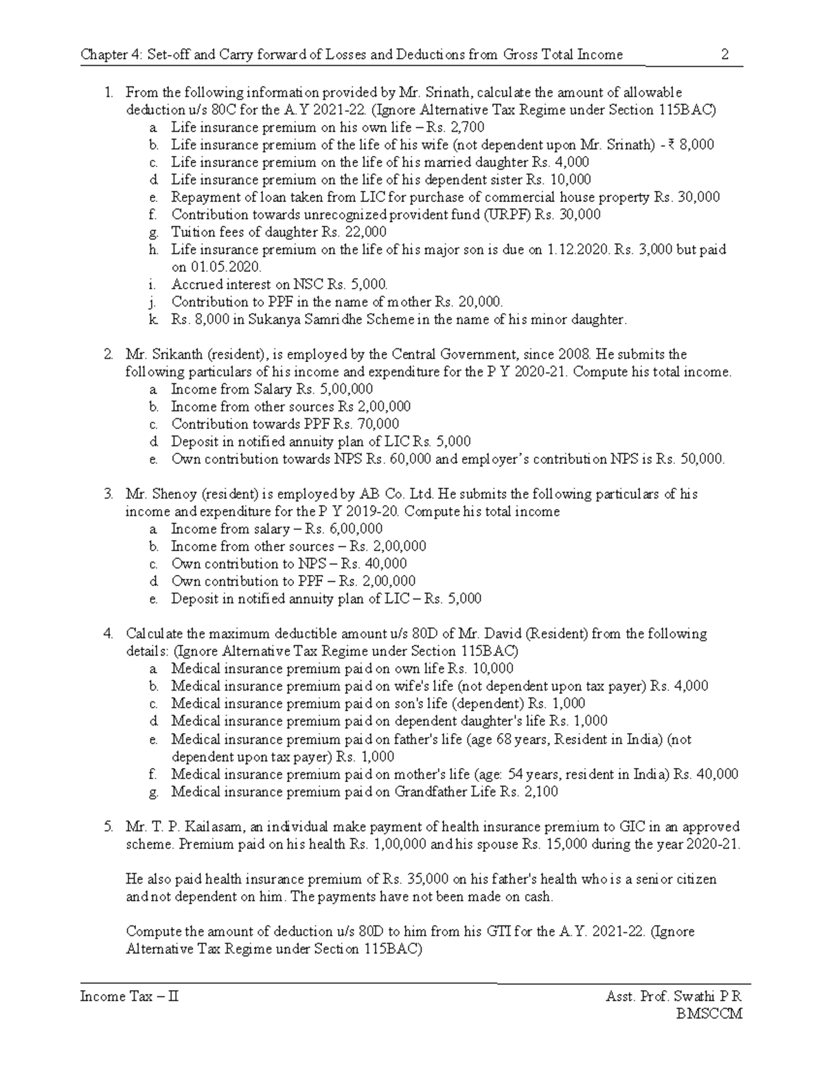 Chapter 4 - Set-off and Carry forward of losses and deductions from ...