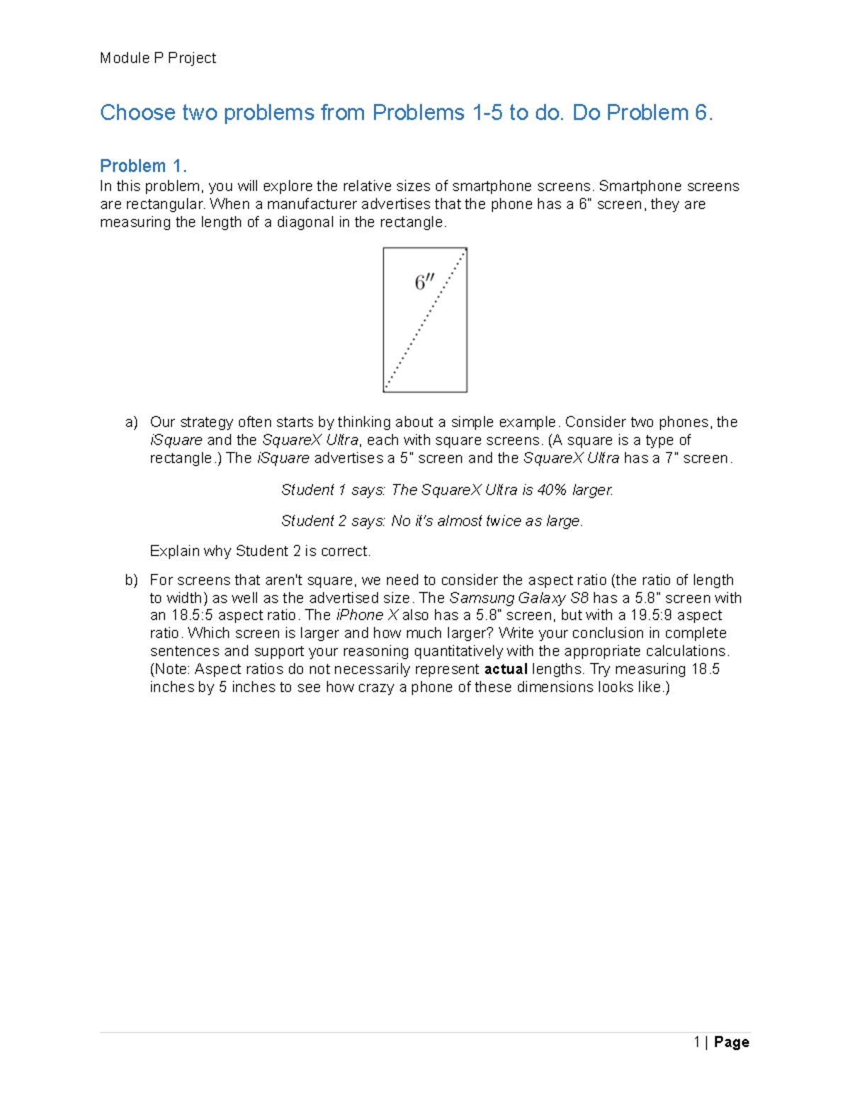 Module P 1 Choose Two Problems From Problems 1 5 To Do Do Problem 6 Problem 1 In This