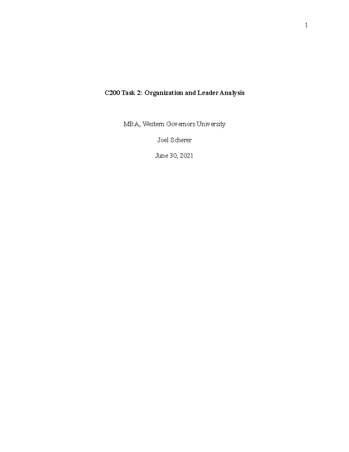 PA C200 Task 2 - C200 Task 2 - C200 Task 2: Organization and Leader ...