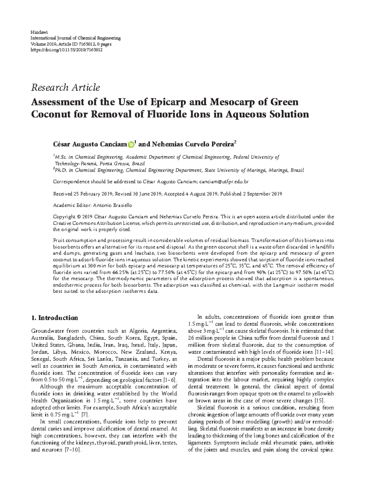 Assessment of the Use of Epicarp and Mesocarp of G - Research Article ...